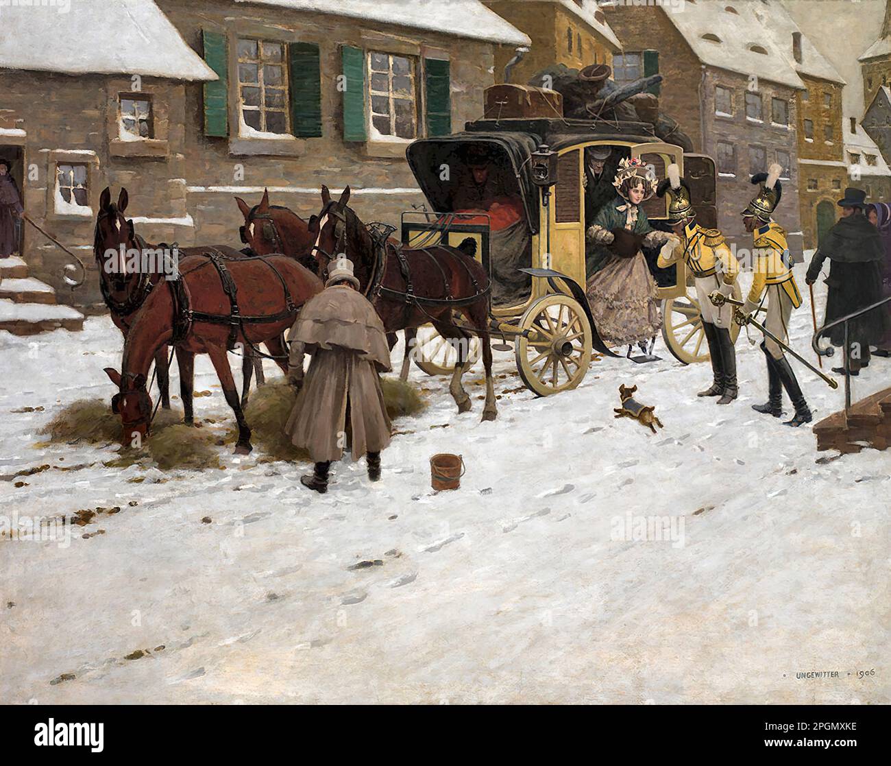 Thunderstorm Hugo - a Noblewoman Alighting Her Carriage - German School ...