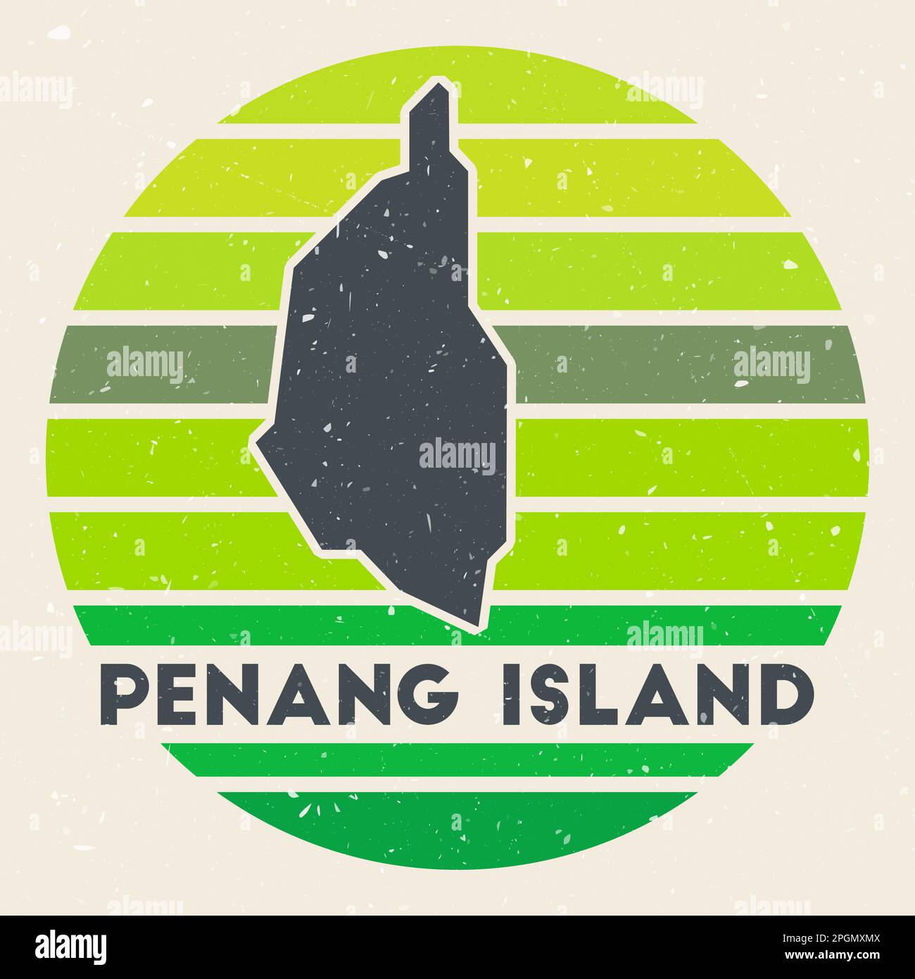 Penang Island logo. Sign with the map and colored stripes, vector ...