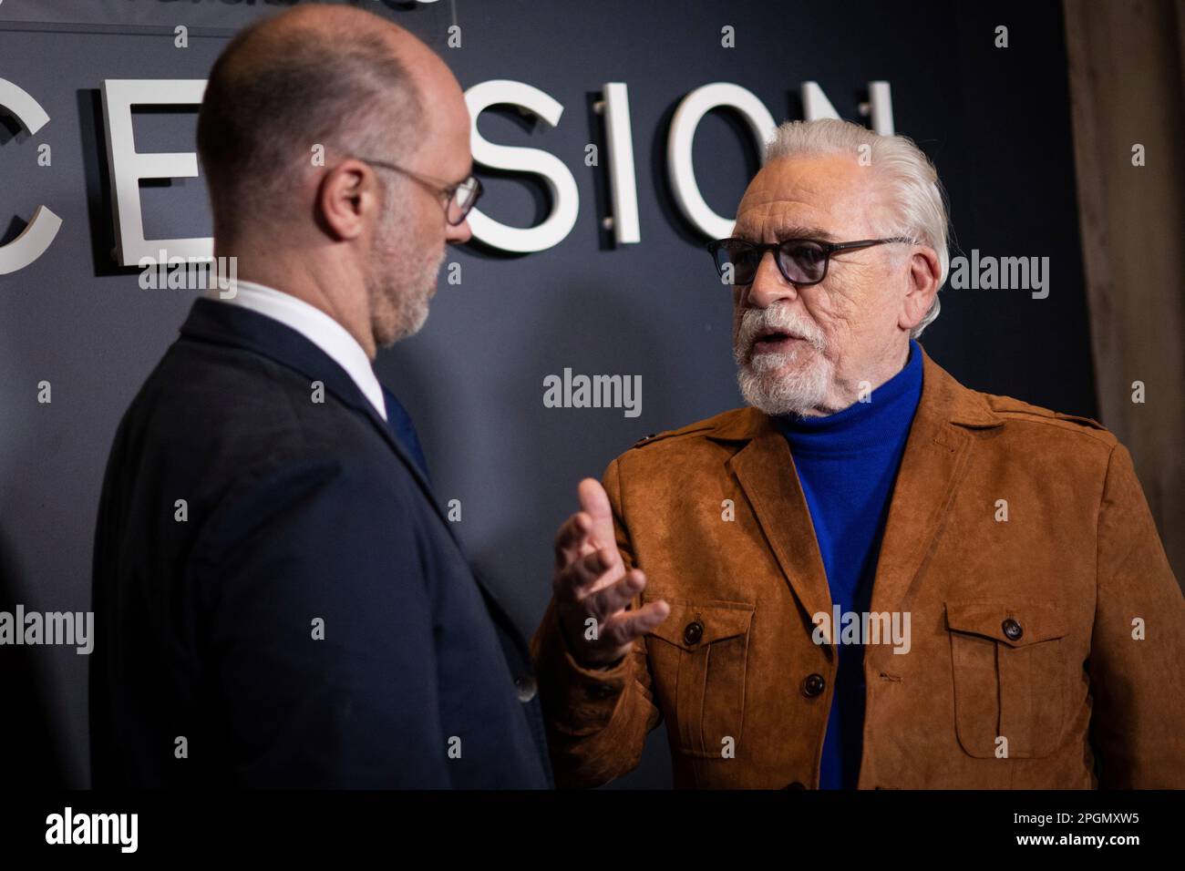 Jesse Armstrong and Brian Cox pose for photographers upon arrival at ...