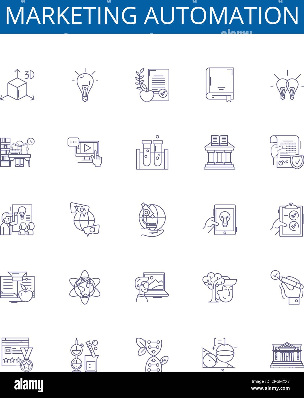Marketing automation line icons signs set. Design collection of ... Marketing automation line icons signs set. Design collection of ...
