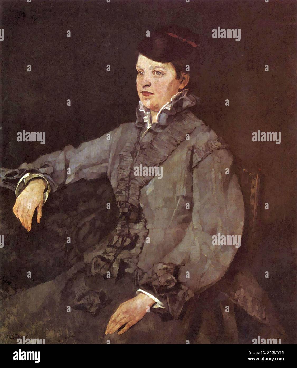 Trubner Wilhelm - Lady in Gray - German School - 19th Century - Trubner ...