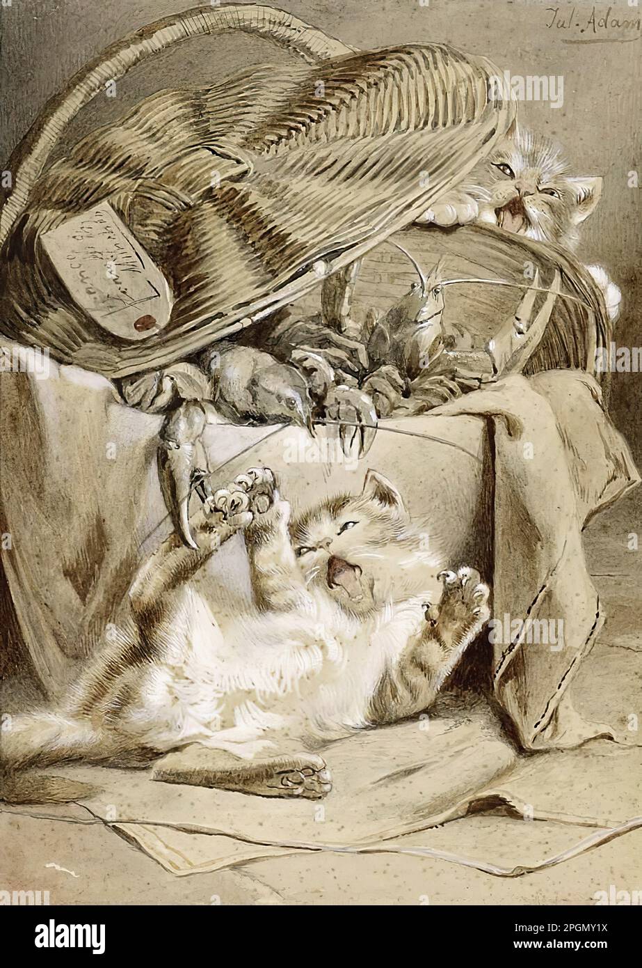 Adam II Julius - Spielende KÃ¤tzchen an Einem Korb Mit Hummern - German ...