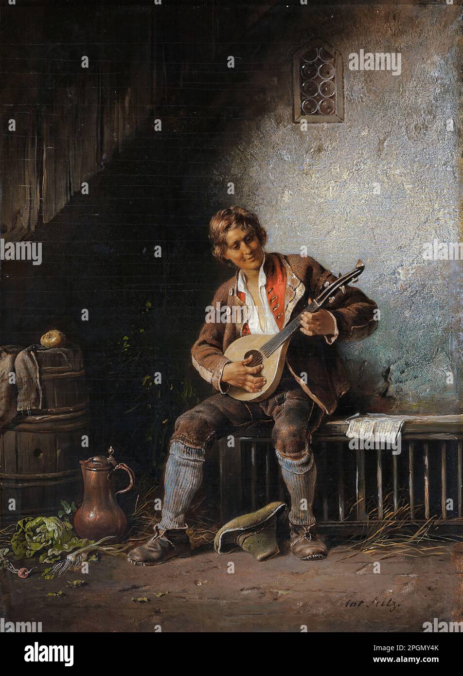 Seitz Anton - Mandolin Player - German School - 19th Century - Seitz ...