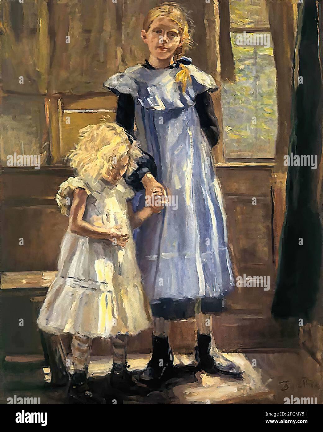 Uhde Fritz Von - Two Girls - German School - 19th Century - Uhde Fritz ...