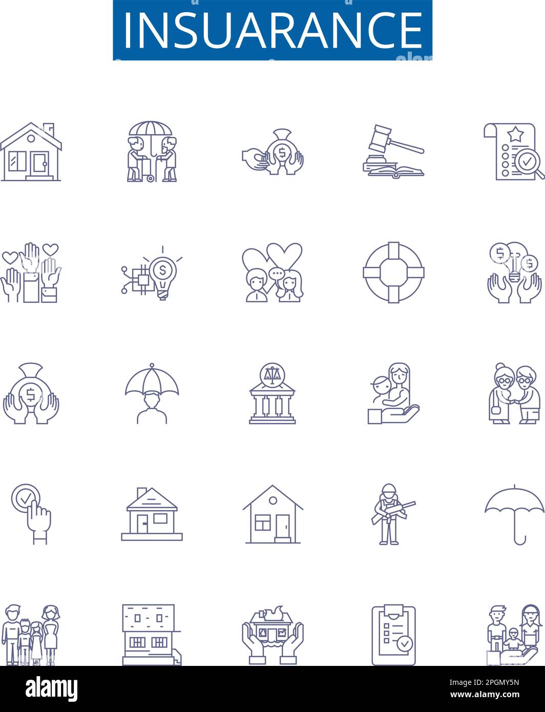 Insuarance line icons signs set. Design collection of Insurance ...