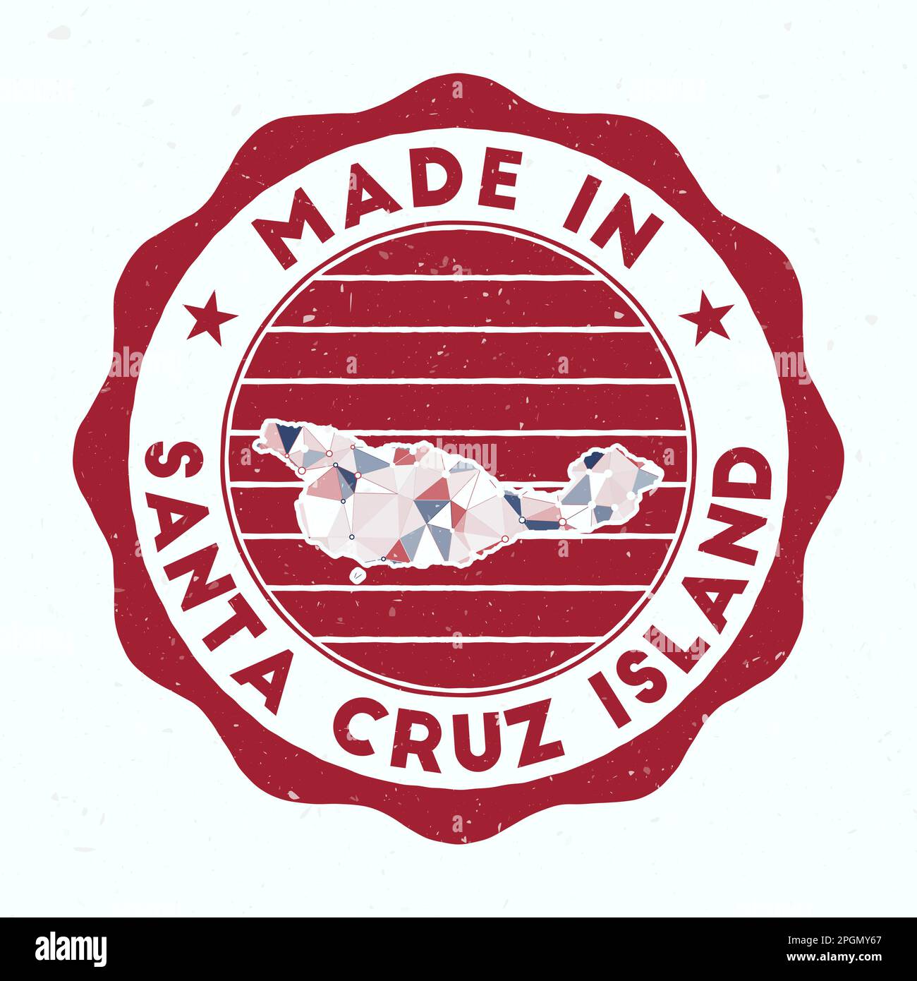 Made in Santa Cruz Island. Island round stamp. Seal of Santa Cruz ...