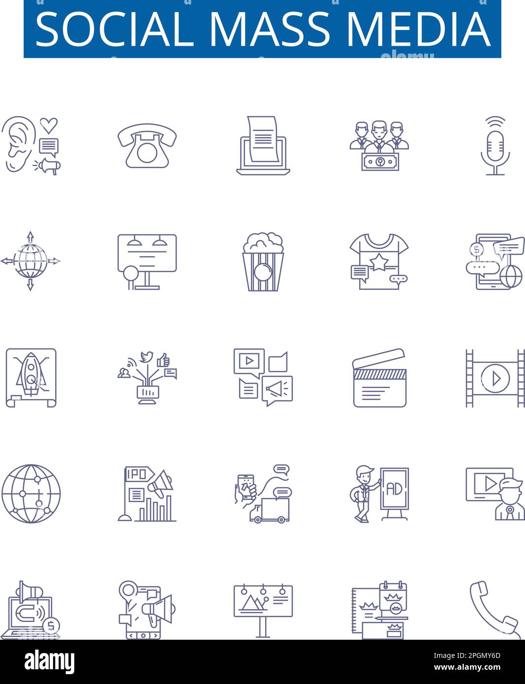 Social mass media line icons signs set. Design collection of Social ...