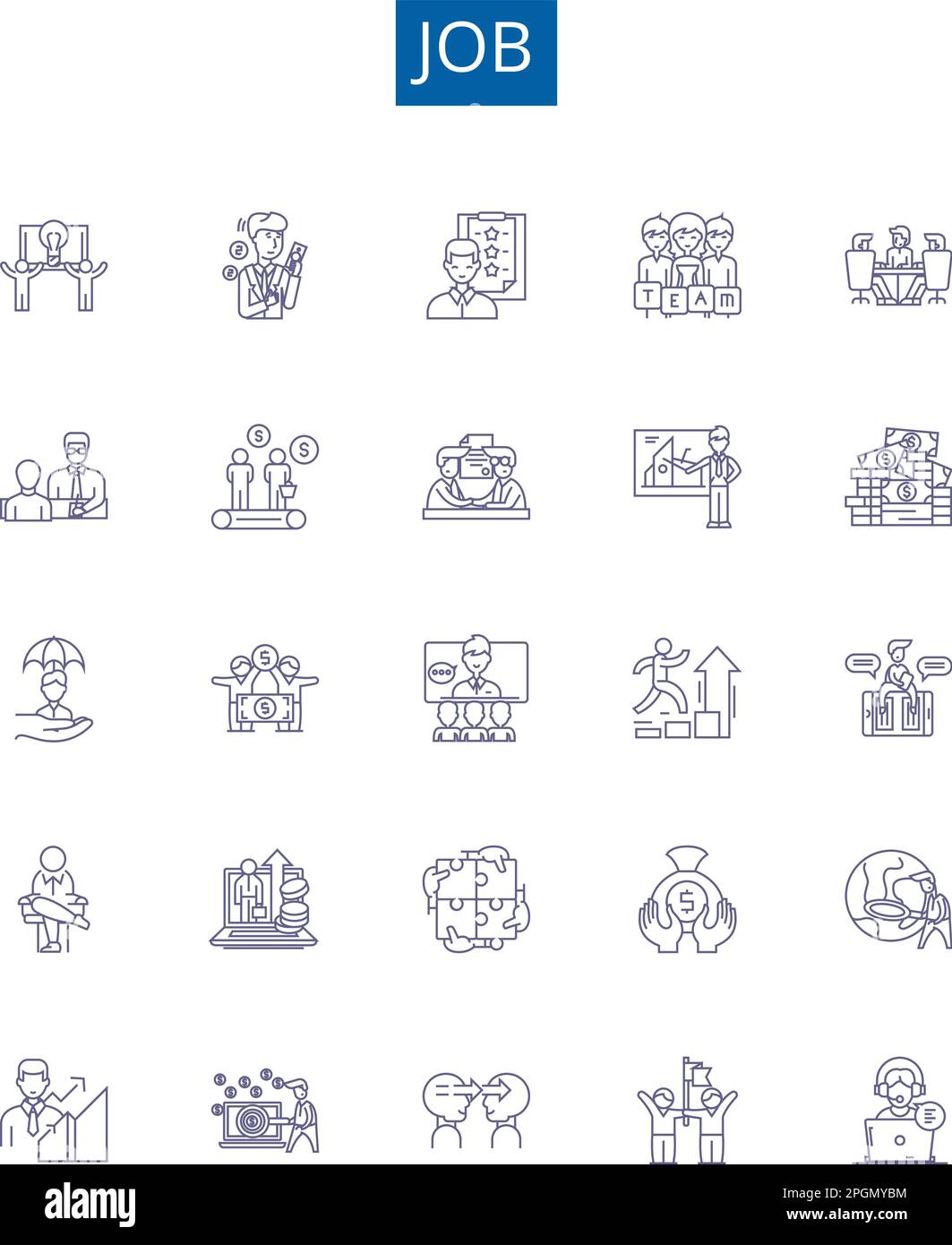 Job Line Icons Signs Set Design Collection Of Occupation Employment