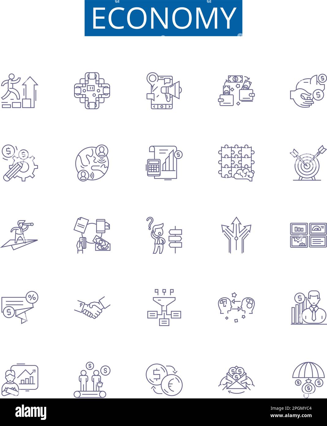 Economy line icons signs set. Design collection of Finance, Exchange ...