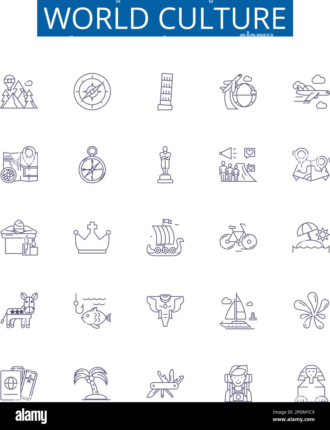 World culture line icons signs set. Design collection of Culture, World ...
