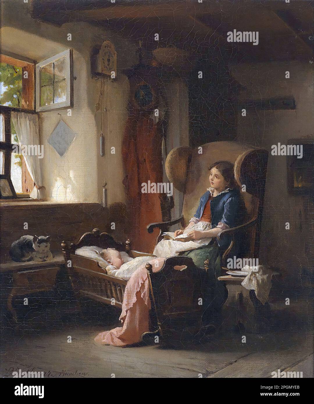 Vollmar Ludwig - Well Guarded Sleep - German School - 19th Century ...
