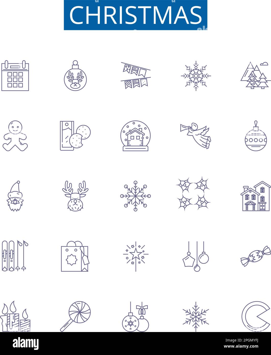 Christmas line icons signs set. Design collection of Yule, Noel, Santas ...