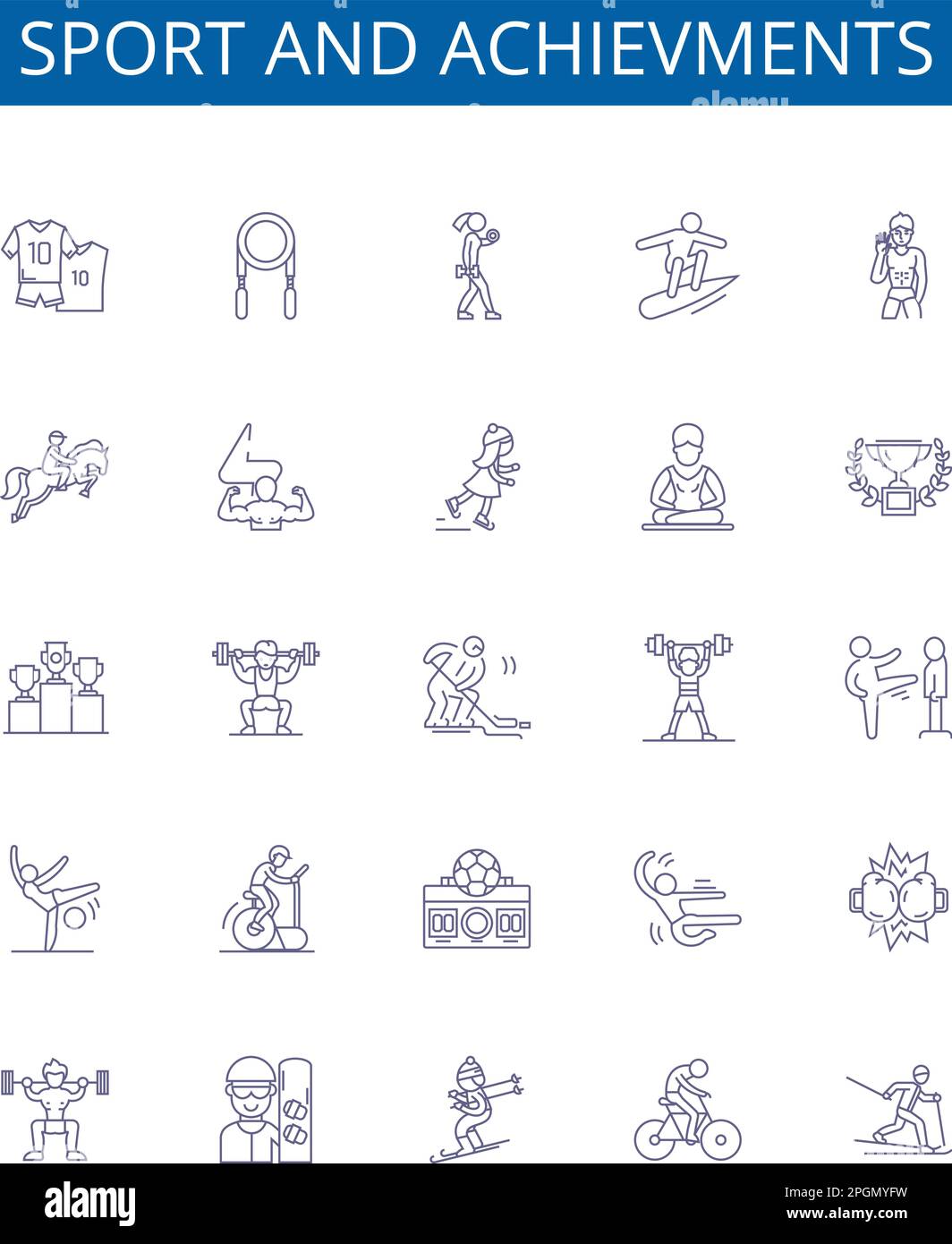 Sport and achievments line icons signs set. Design collection of Sports ...