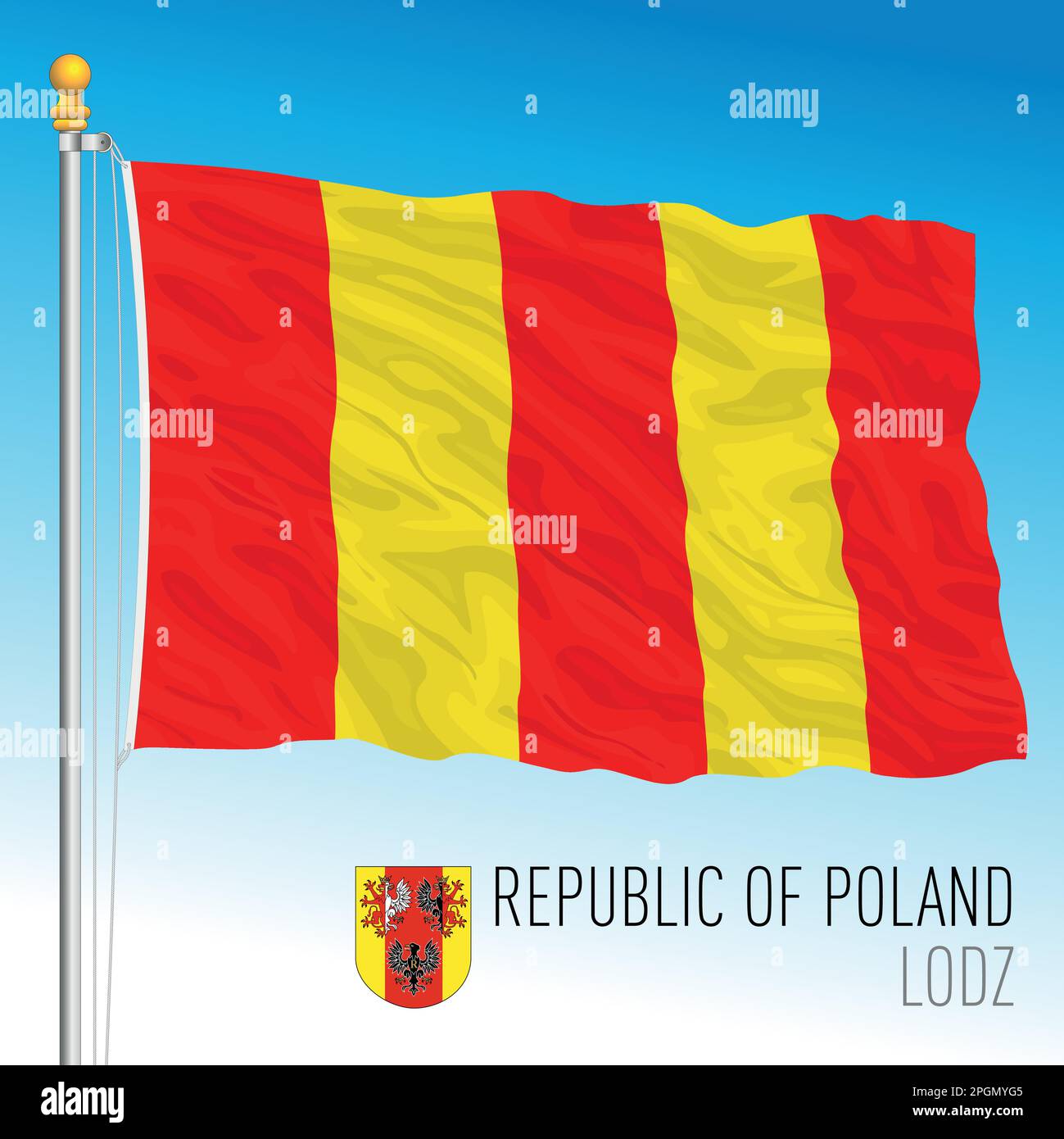 Lodz regional flag and coat of arms, Republic of Poland, european ...