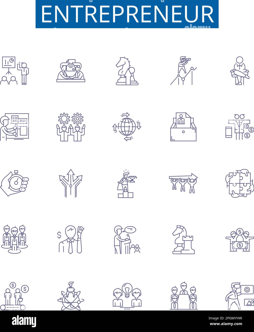 Entrepreneur line icons signs set. Design collection of Enterprising ...