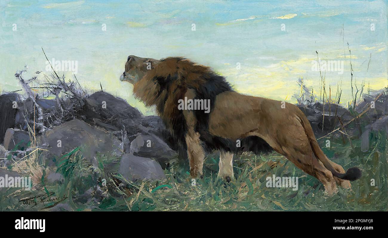 Kuhnert Wilhelm - Roaring Lion 1 - German School - 19th and Early 20th ...