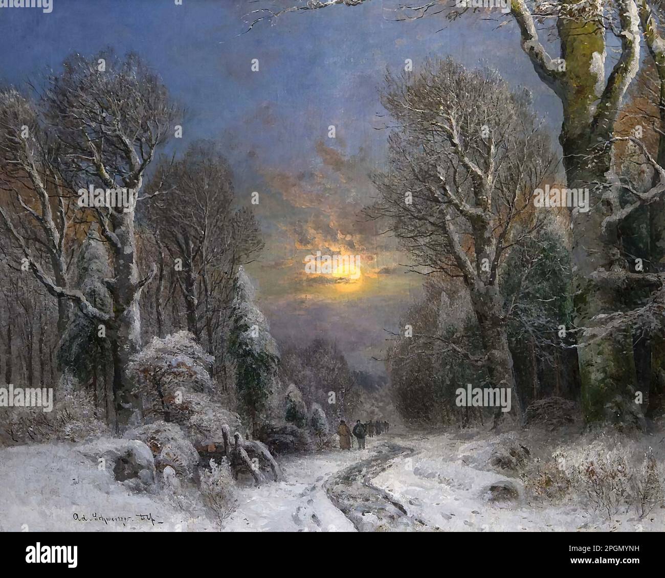 Schweitzer Adolf Gustav - Atmospheric Snowy Forest Landscape - German ...