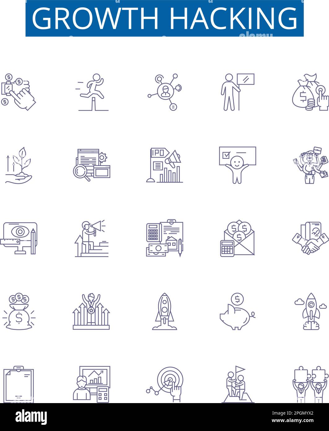 Growth Hacking Line Icons Signs Set Design Collection Of Acquisition
