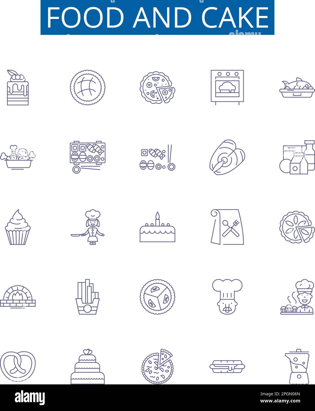 Food and cake line icons signs set. Design collection of Food, Cake ...