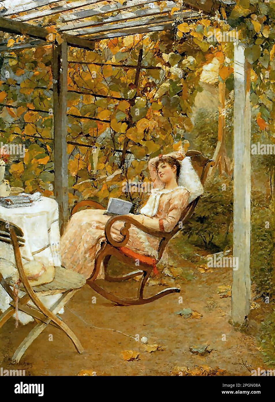 Bluhm Oskar - in the Pergola - German School - 19th Century - Bluhm ...
