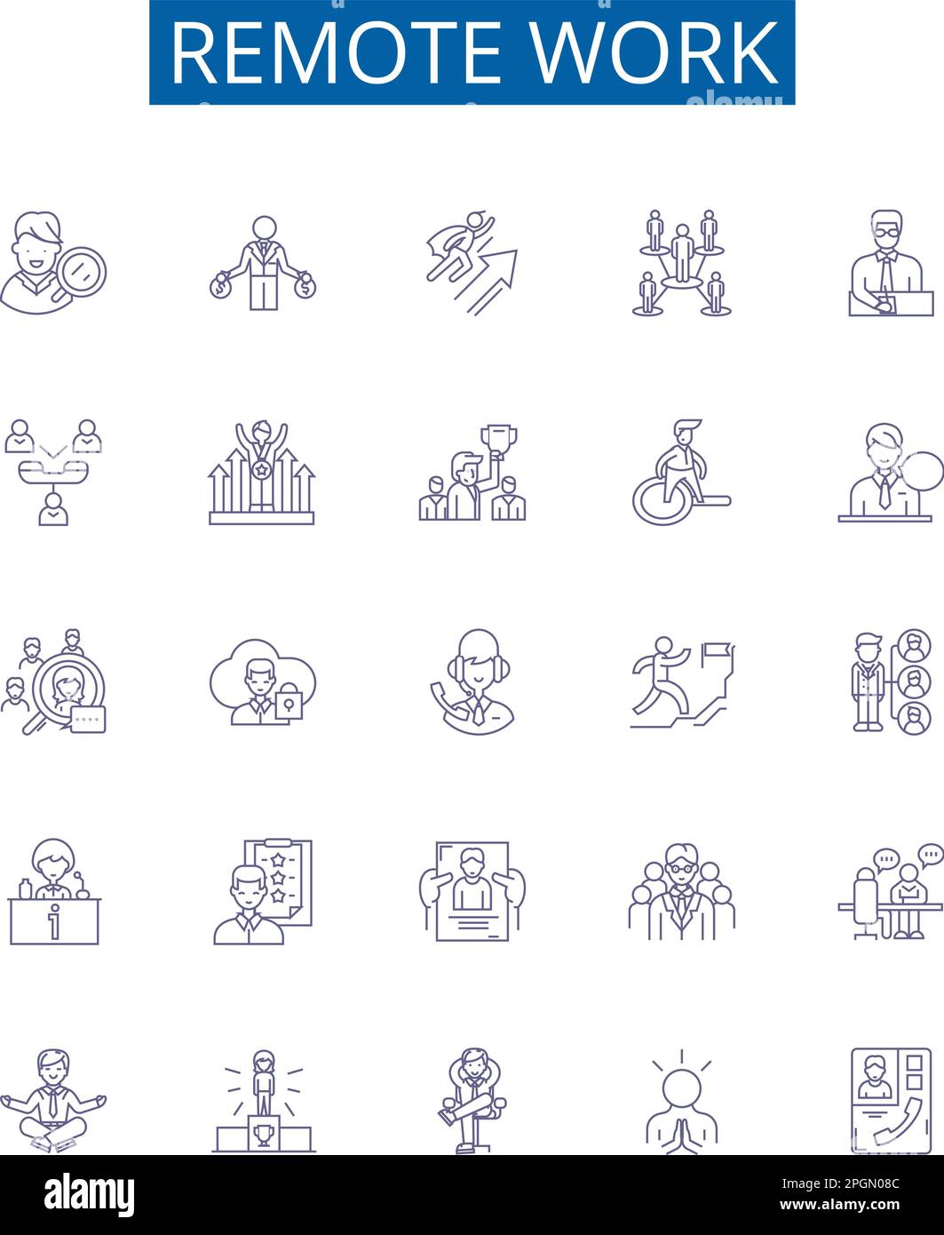 Remote work line icons signs set. Design collection of Remote, Work ...