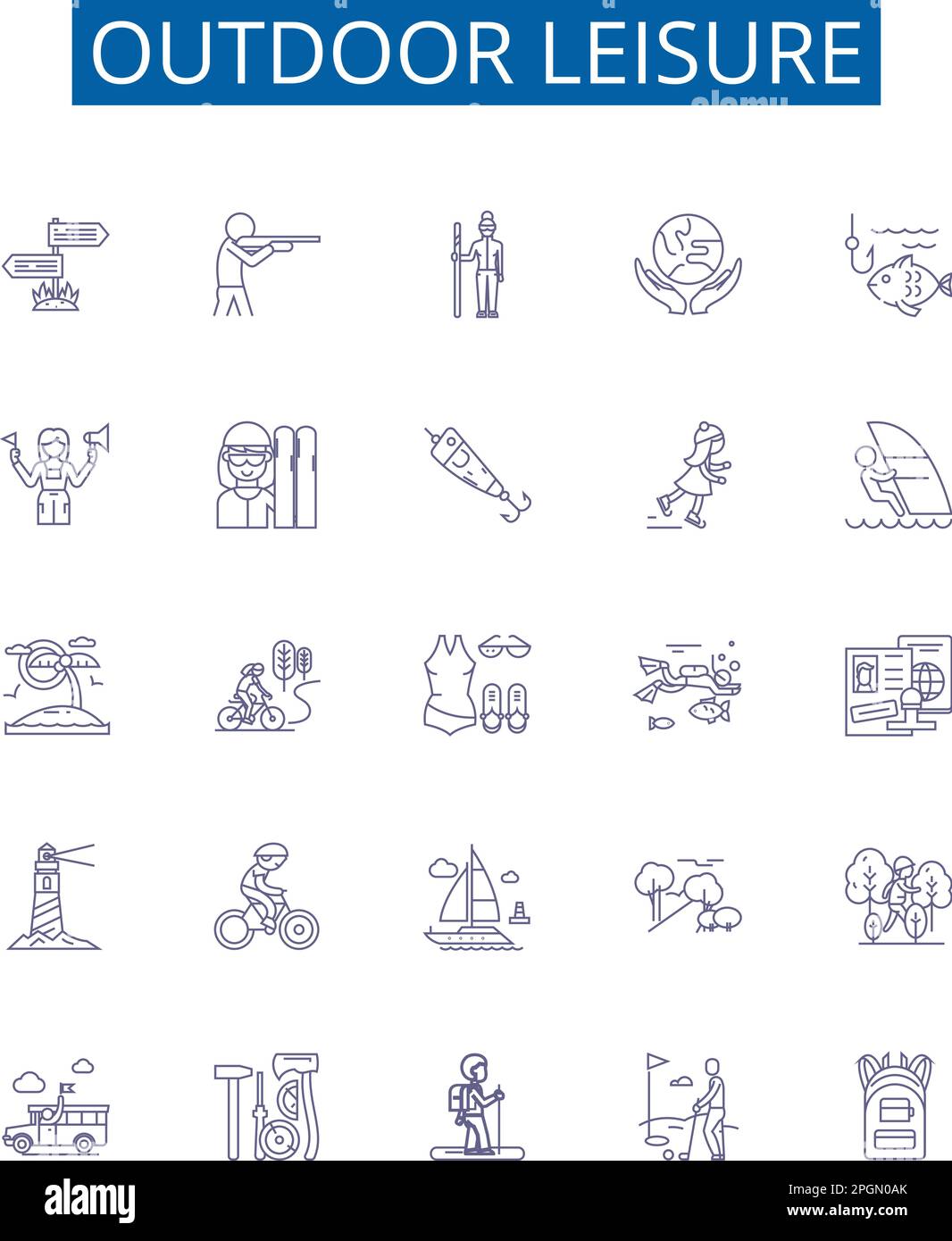 Outdoor leisure line icons signs set. Design collection of Camping ...