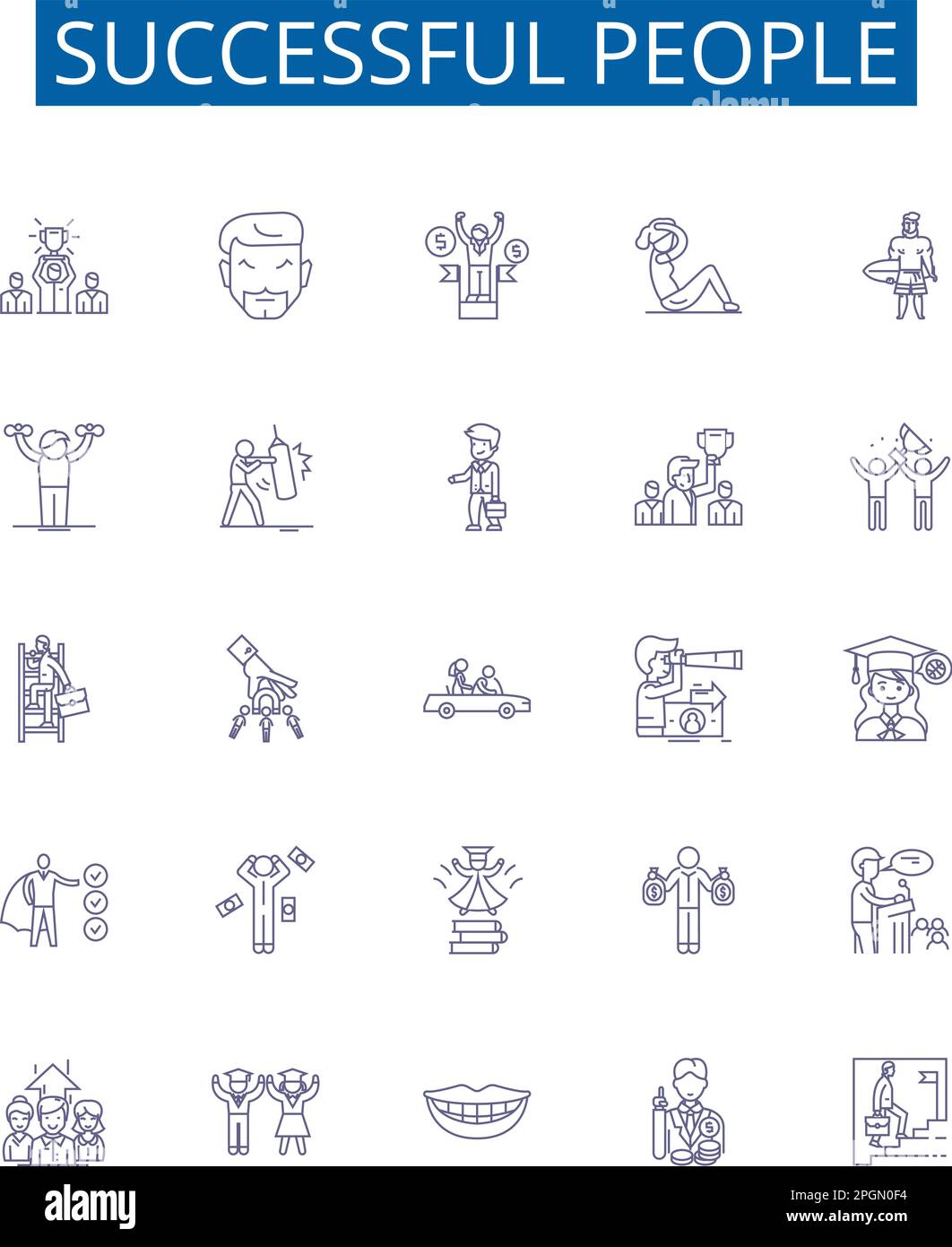 Successful people line icons signs set. Design collection of achievers ...