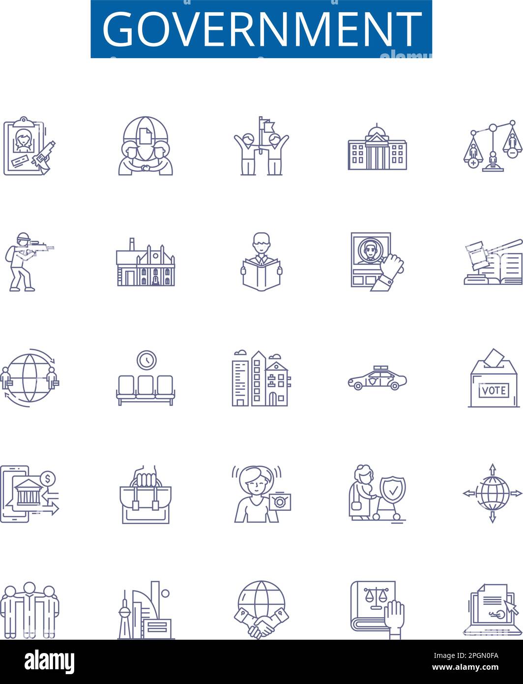 Government line icons signs set. Design collection of Policy, Law ...