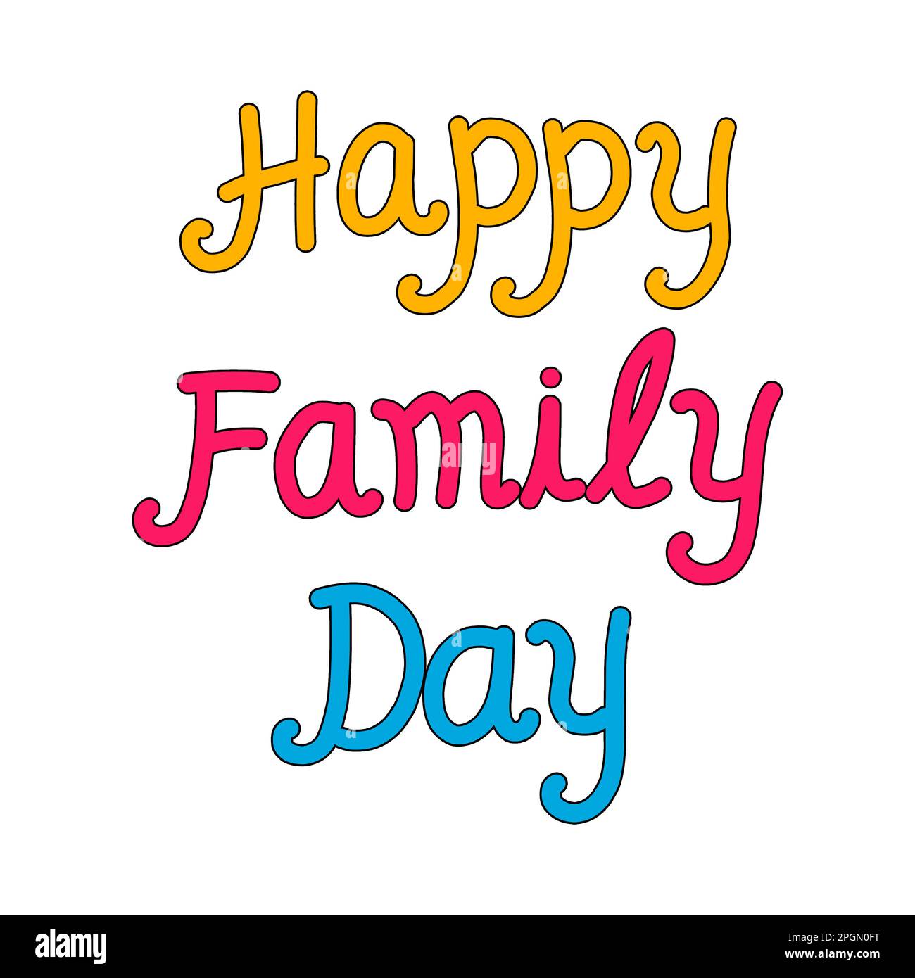 Illustration handwritten happy family day, isolated on white background ...