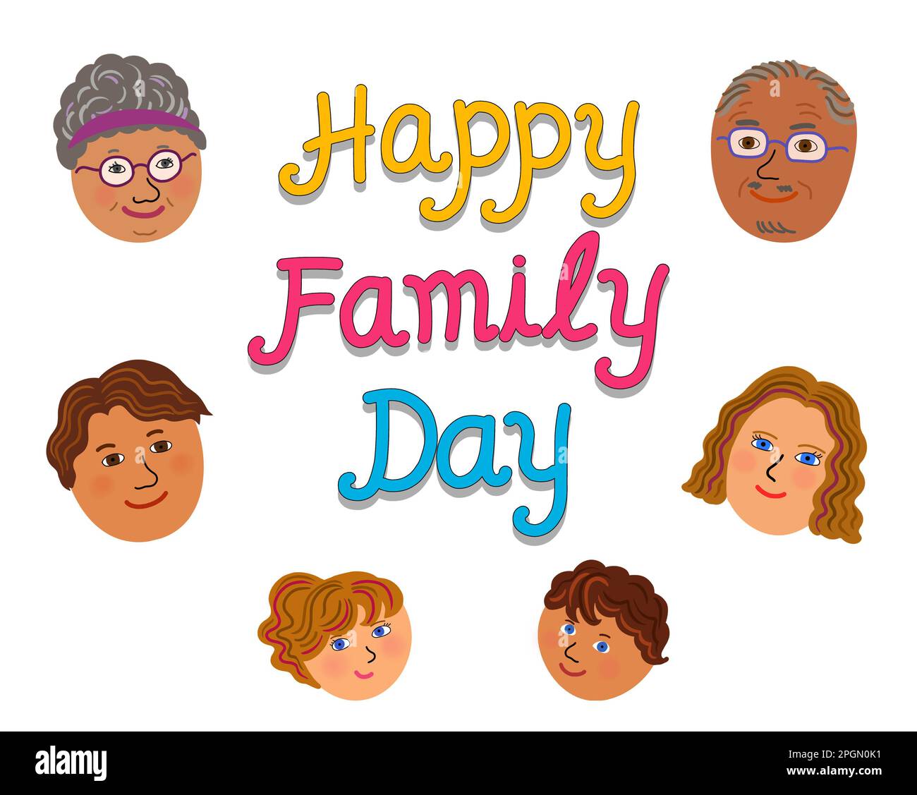 A multi-ethnic, diversity group of family celebrate family day together ...