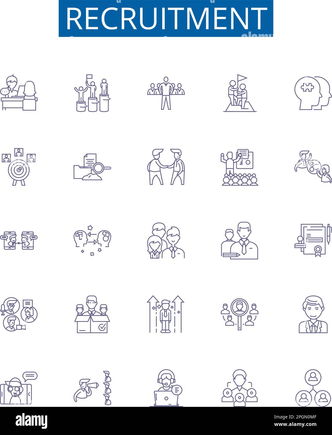 Recruitment line icons signs set. Design collection of Hiring, Appoint ... Recruitment line icons signs set. Design collection of Hiring, Appoint ...