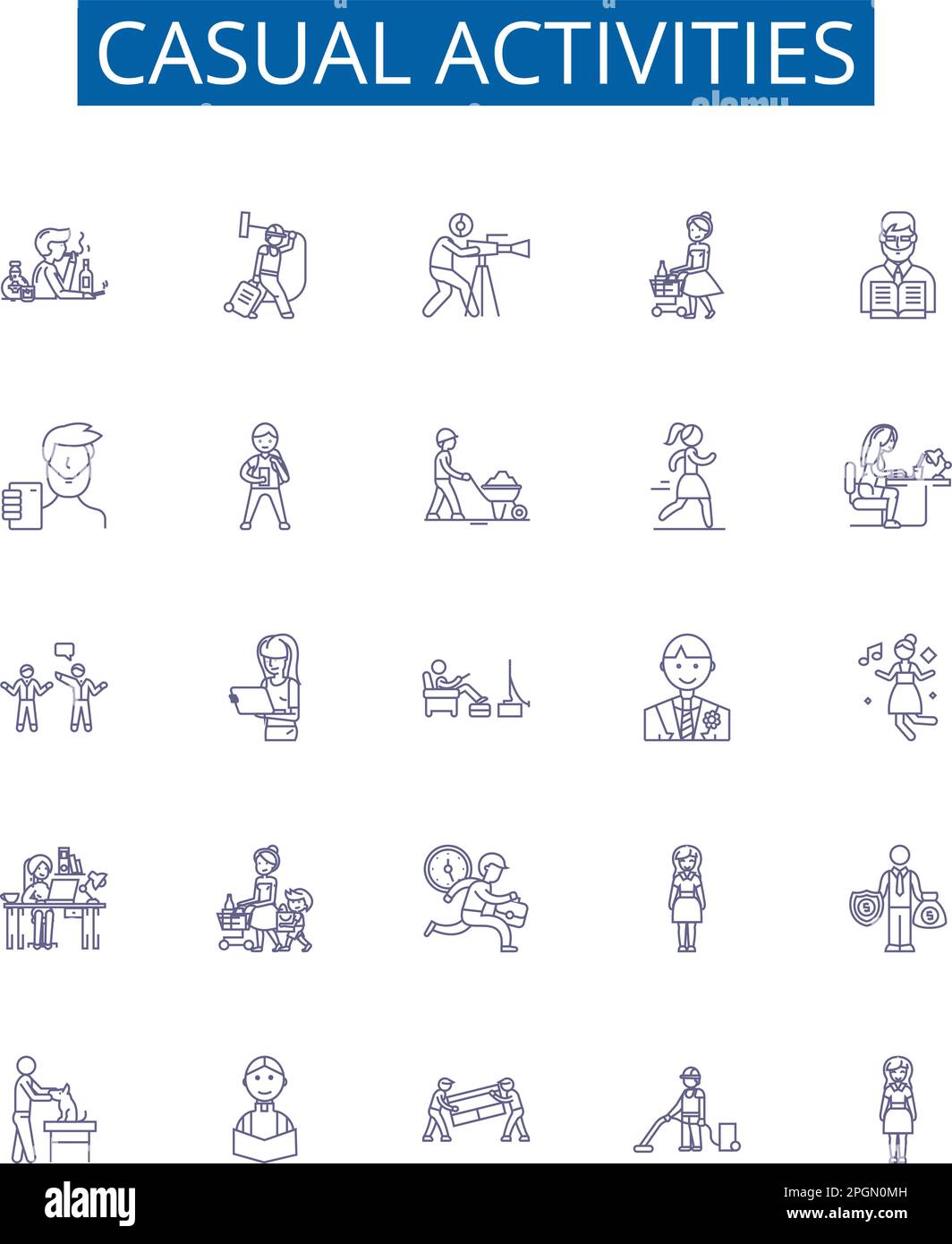 Casual activities line icons signs set. Design collection of Sports ...