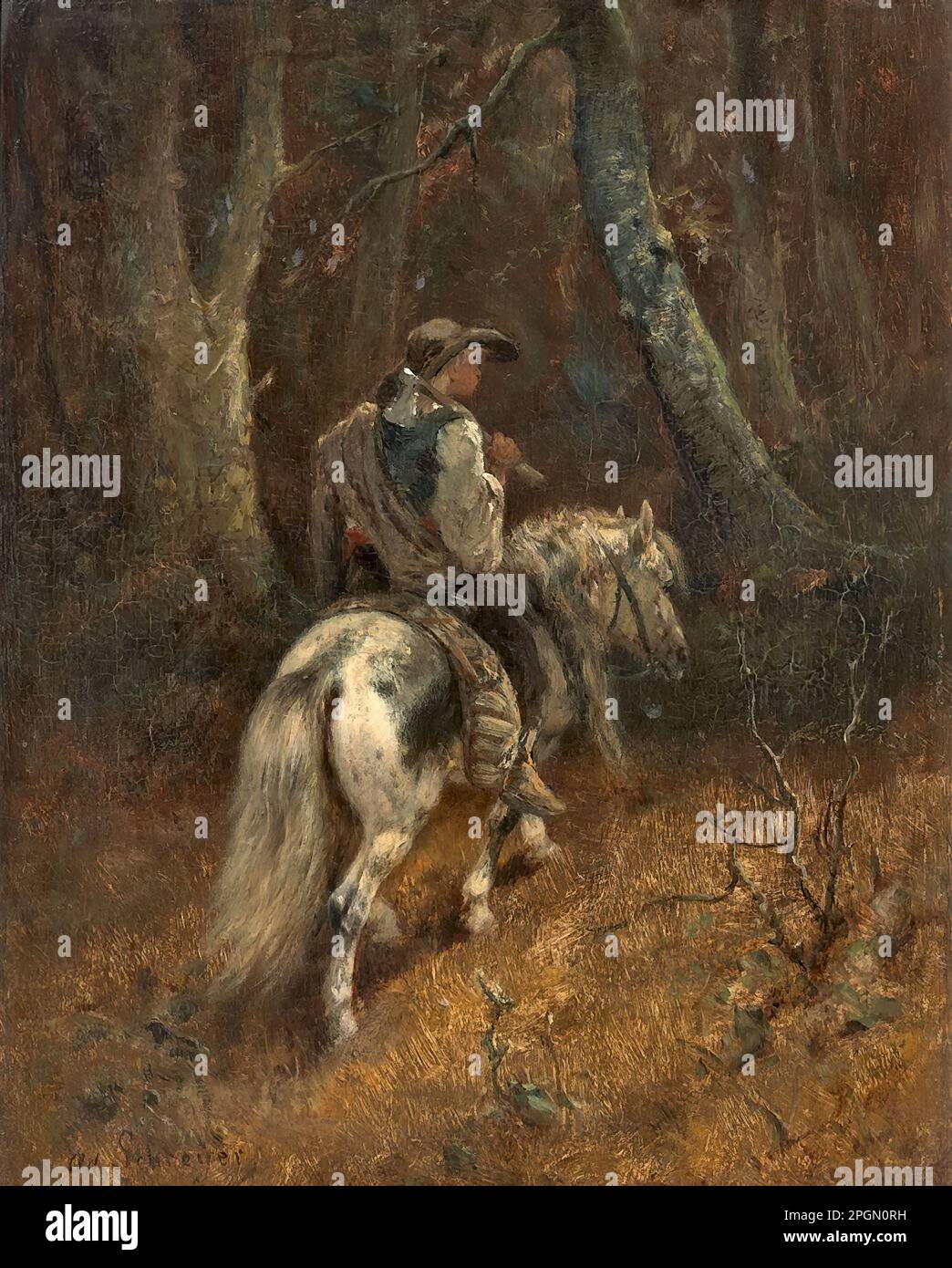 Schreyer Adolf - Reiter IM Wald - German School - 19th Century ...