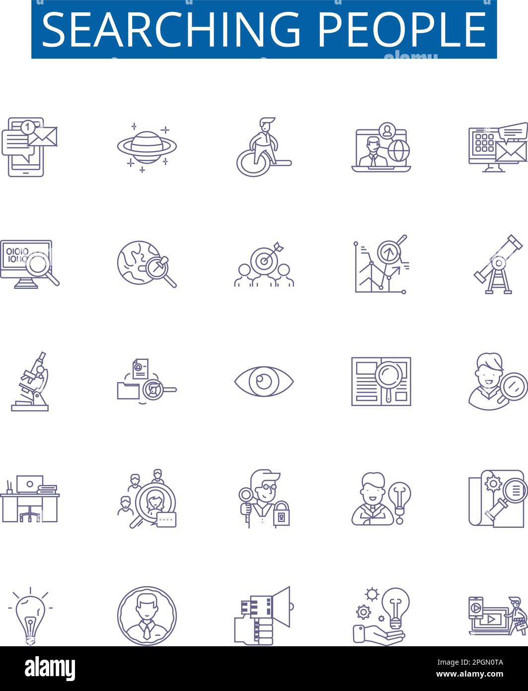 Searching people line icons signs set. Design collection of Find, Seek ...
