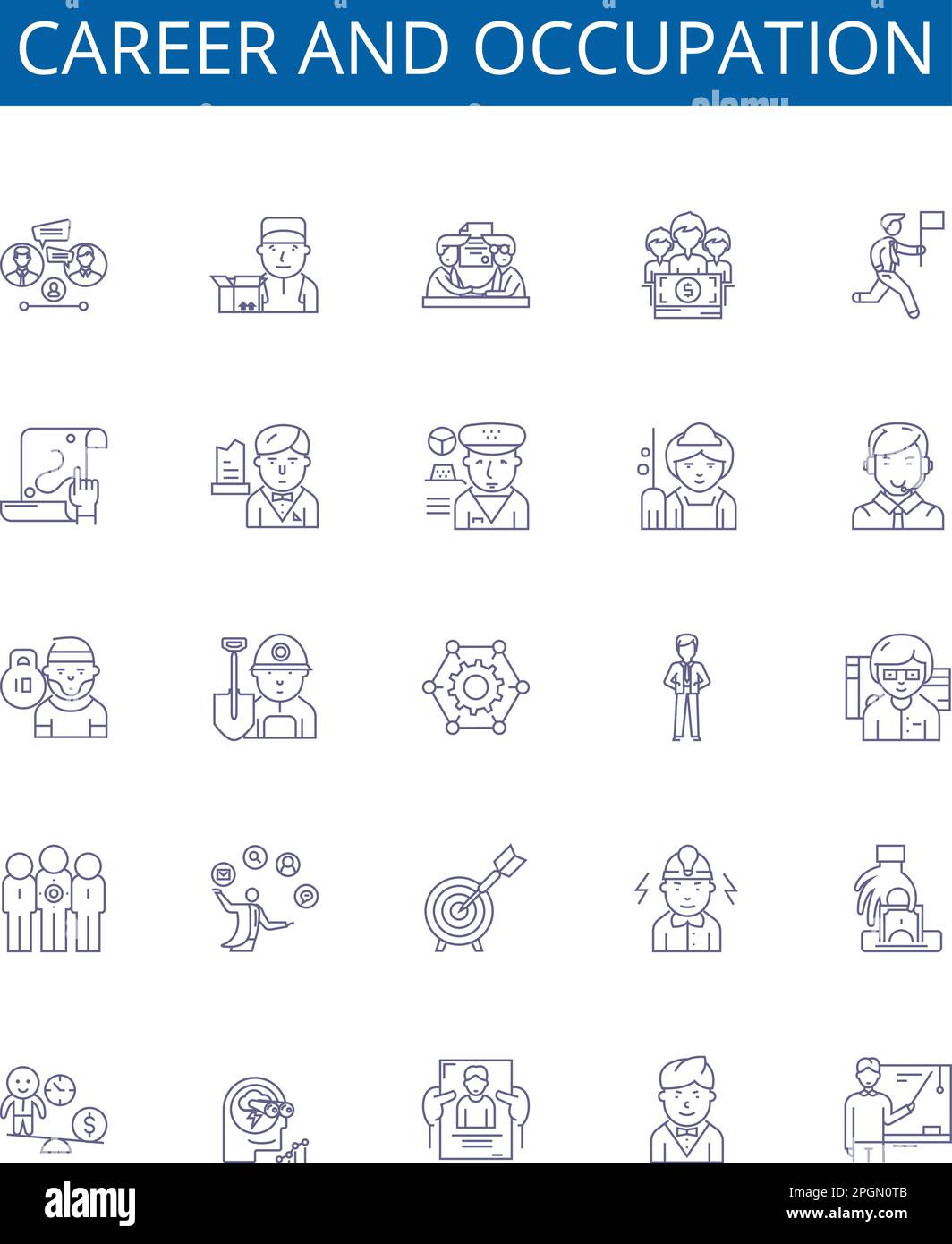 Career and occupation line icons signs set. Design collection of Job ...