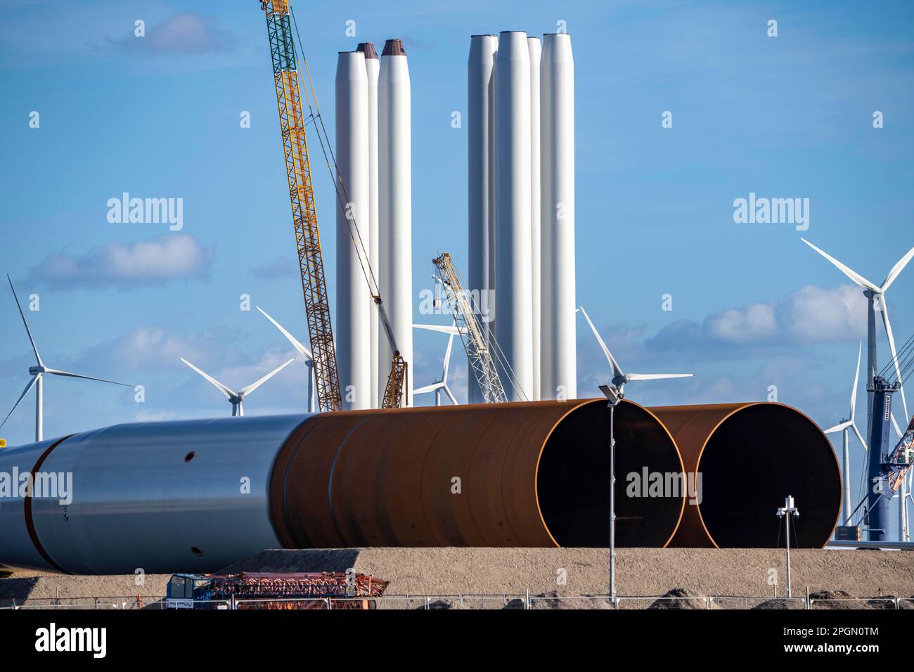 Buss Terminal Eemshaven, logistics hub for the offshore wind farm industry, from here new wind ...