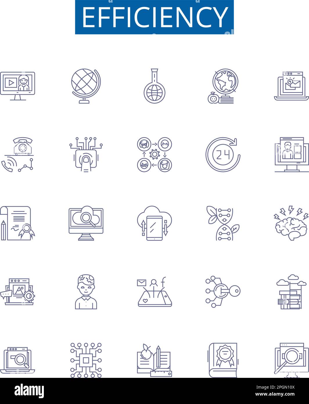Efficiency Line Icons Signs Set Design Collection Of Proficiency Productivity Expediency