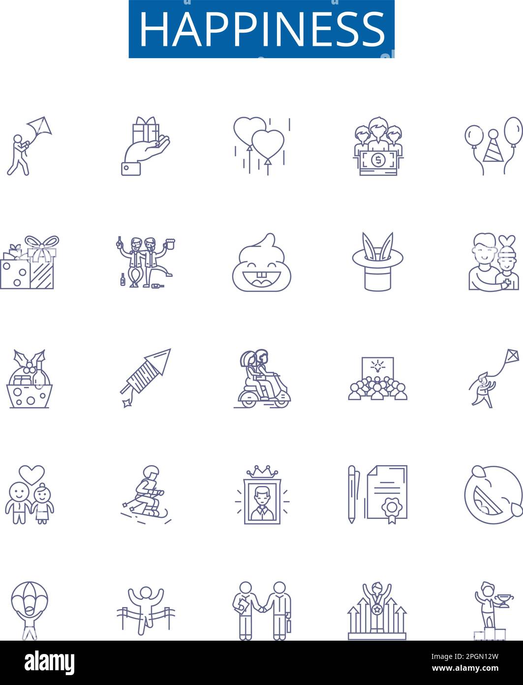 Happiness line icons signs set. Design collection of Joy, Bliss ...