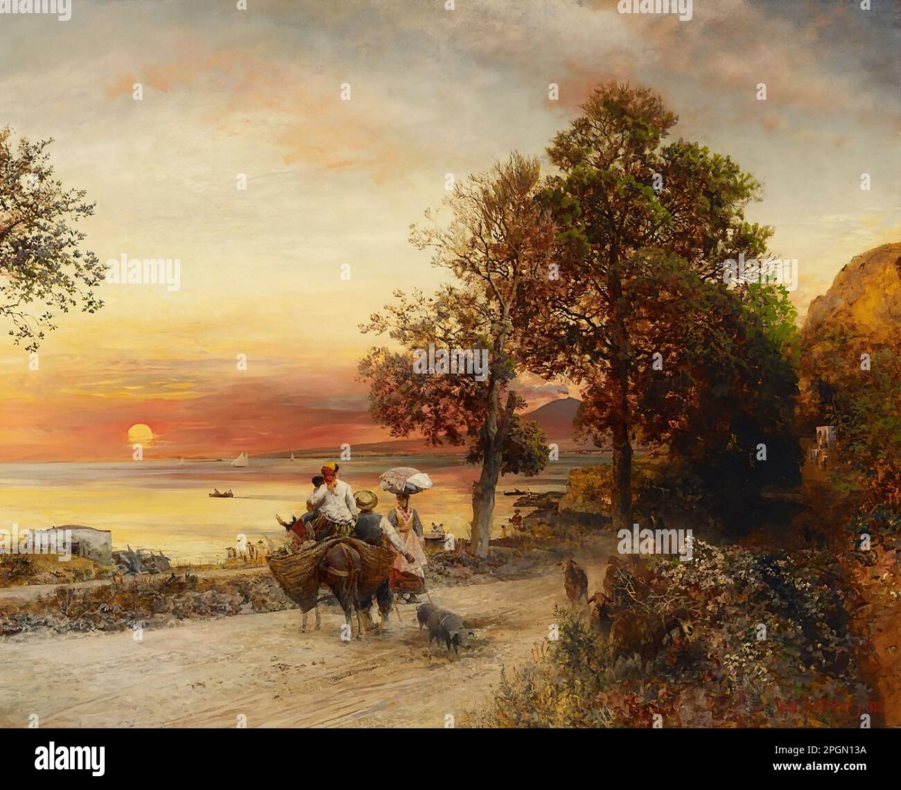 Achenbach Oswald - Am Golf Von Neapel - German School - 19th and Early ...