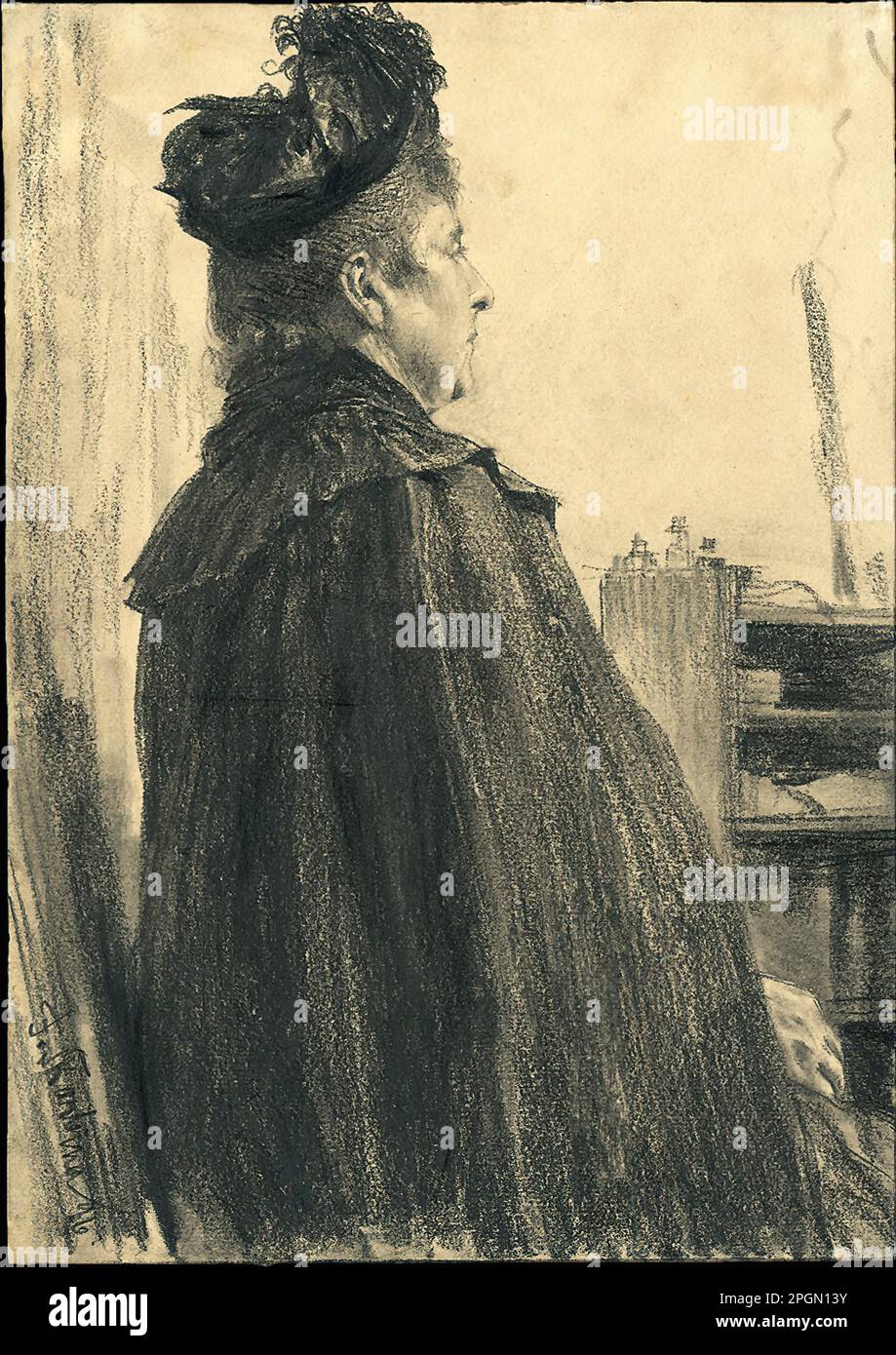 Skarbina Franz - Woman With Cape Looking Into The Distance - German ...