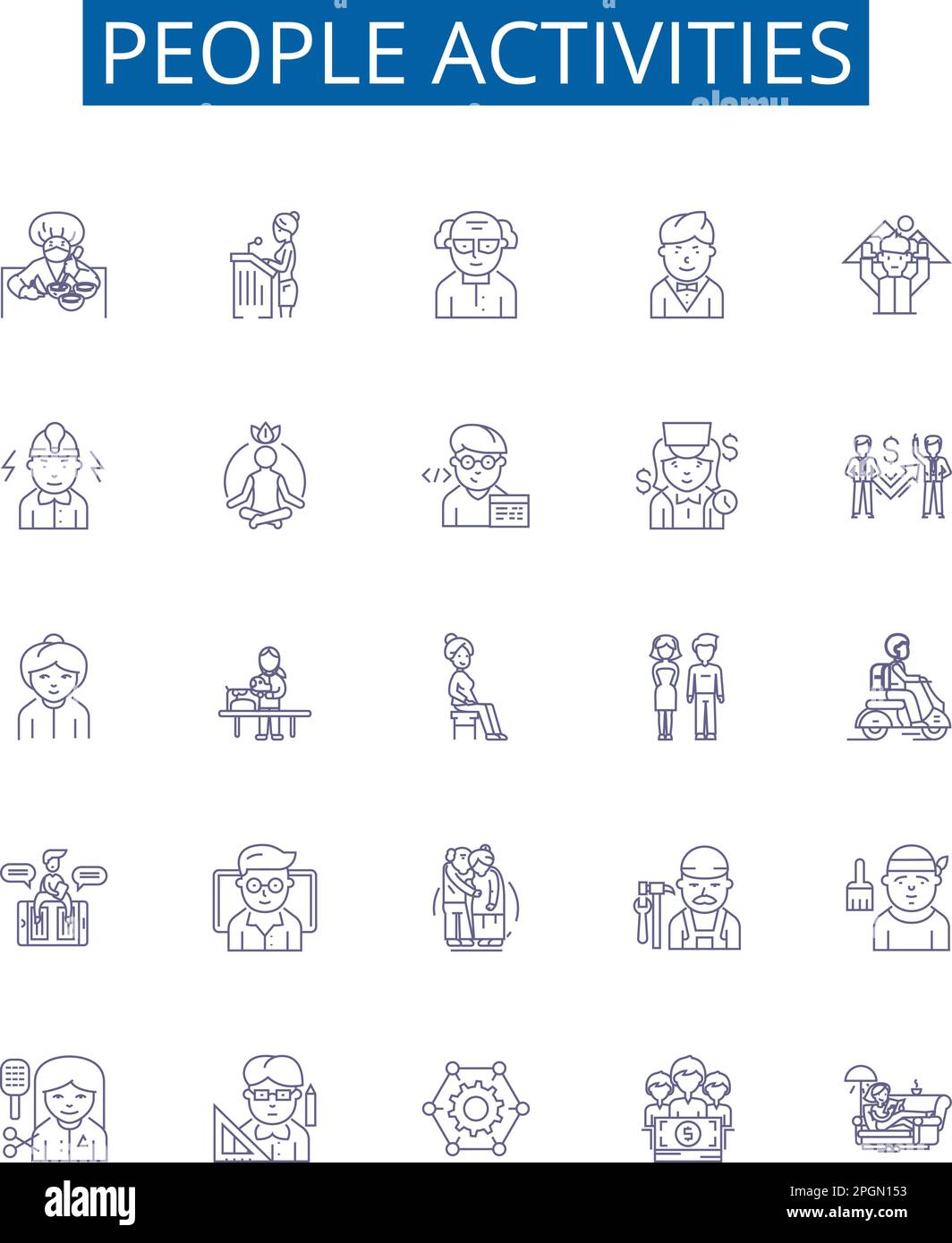 People activities line icons signs set. Design collection of Playing ...