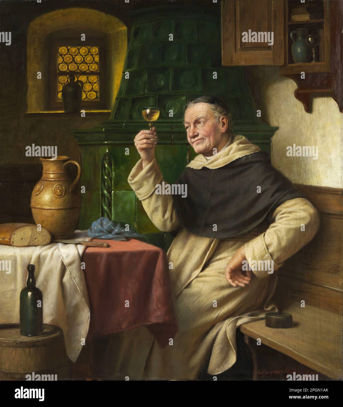 Wagner-HÃ¶henberg Josef - Monk Tasting the Wine - German School - 19th ...