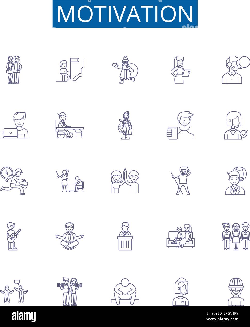 Motivation line icons signs set. Design collection of Inspire, Energize ...