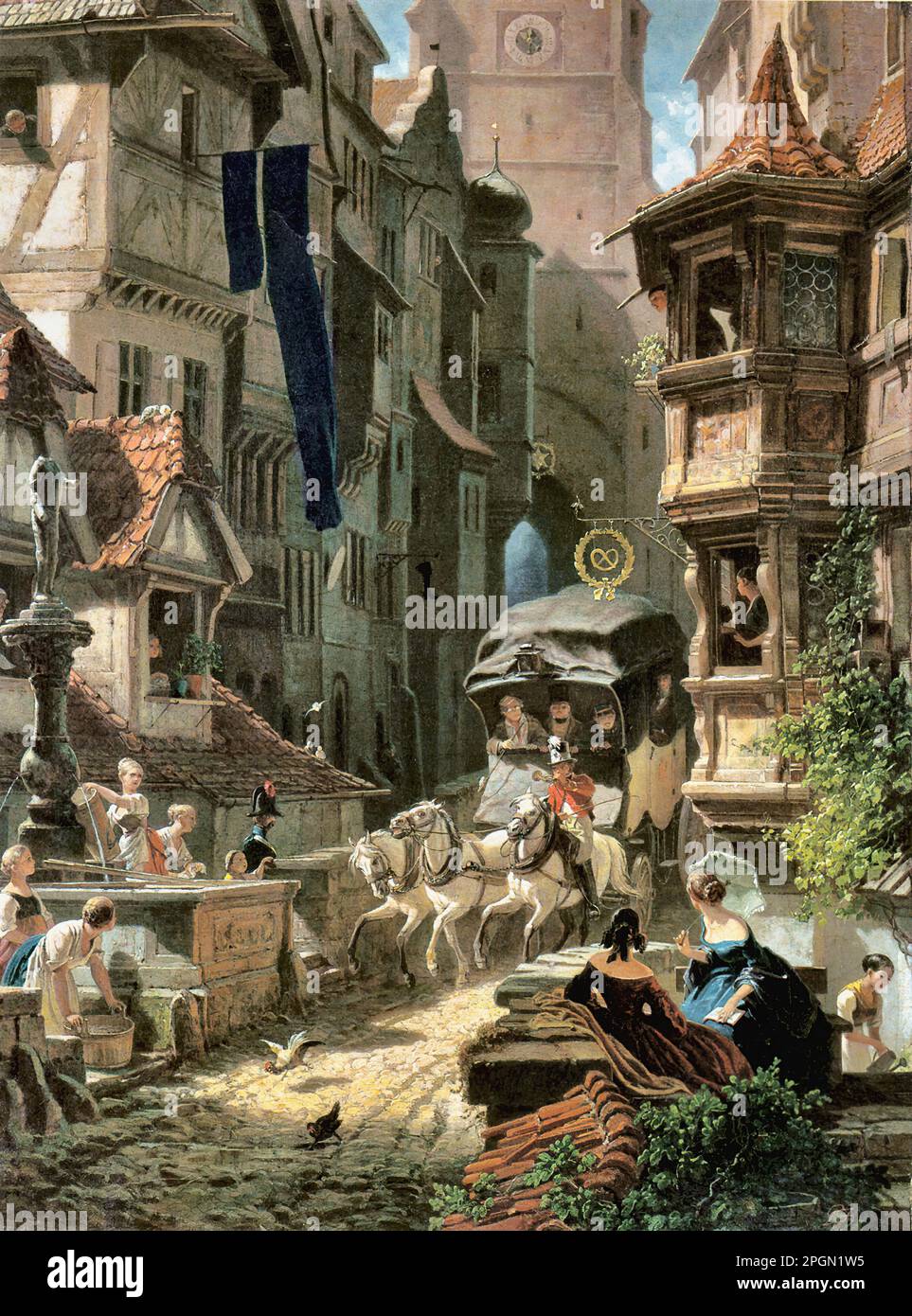 Spitzweg Carl - Arrival Of The Mail Coach - German School - 19th ...