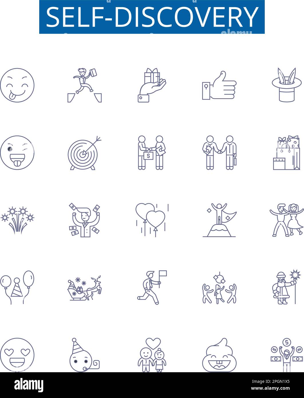 Self Discovery Line Icons Signs Set Design Collection Of Exploration Introspection Growth