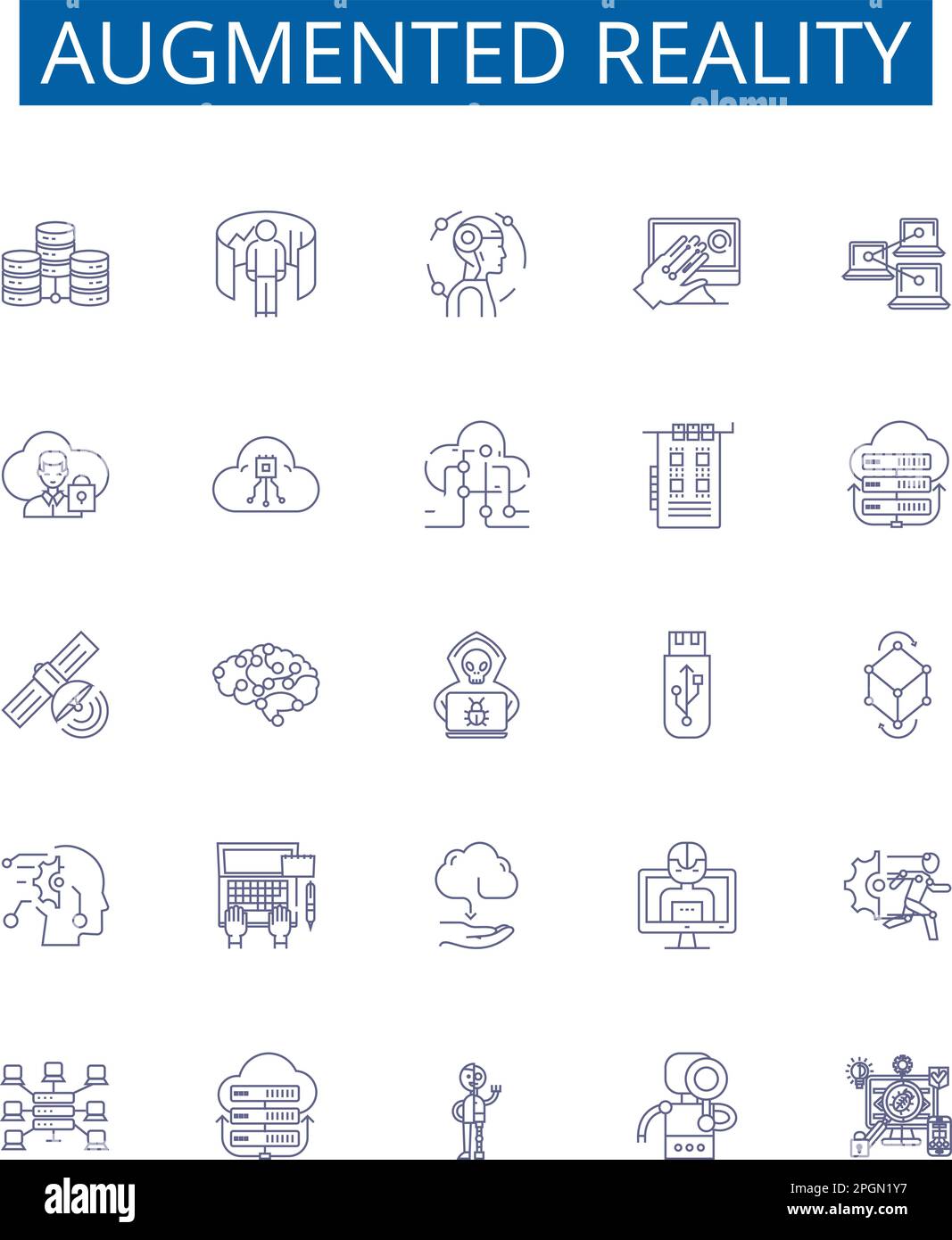 Augmented reality line icons signs set. Design collection of Augmented ... Augmented reality line icons signs set. Design collection of Augmented ...