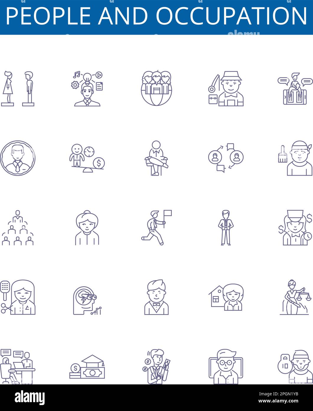 People and occupation line icons signs set. Design collection of People ...