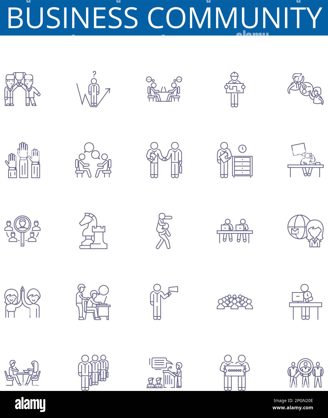 Business community line icons signs set. Design collection of Business ...