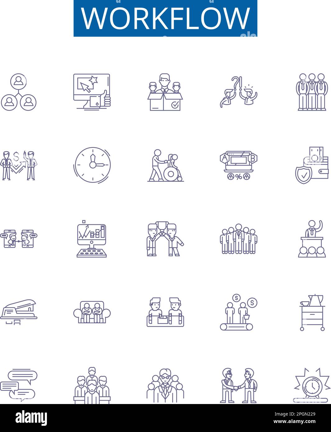 Workflow Line Icons Signs Set Design Collection Of Process Automation