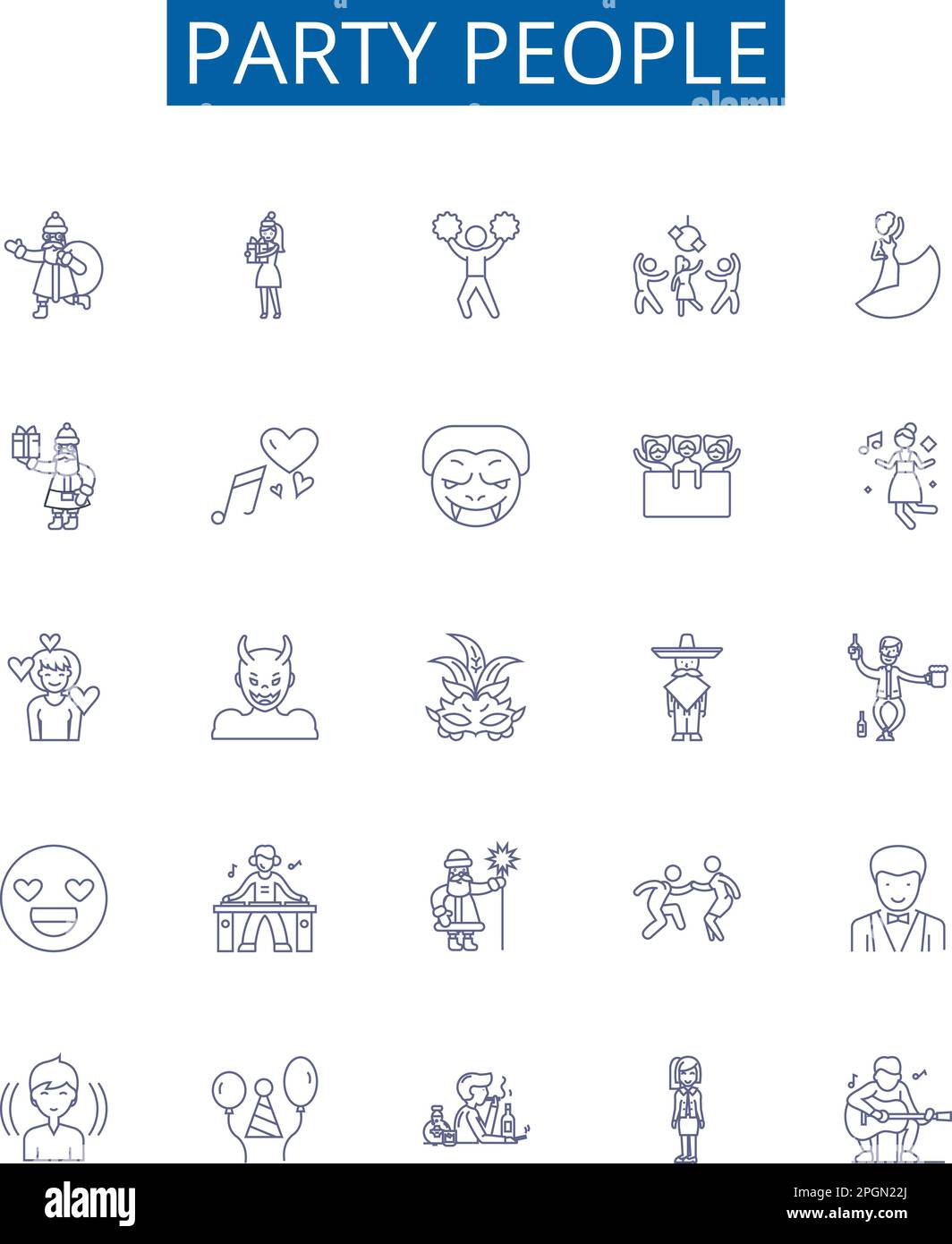 Party people line icons signs set. Design collection of Festive ...